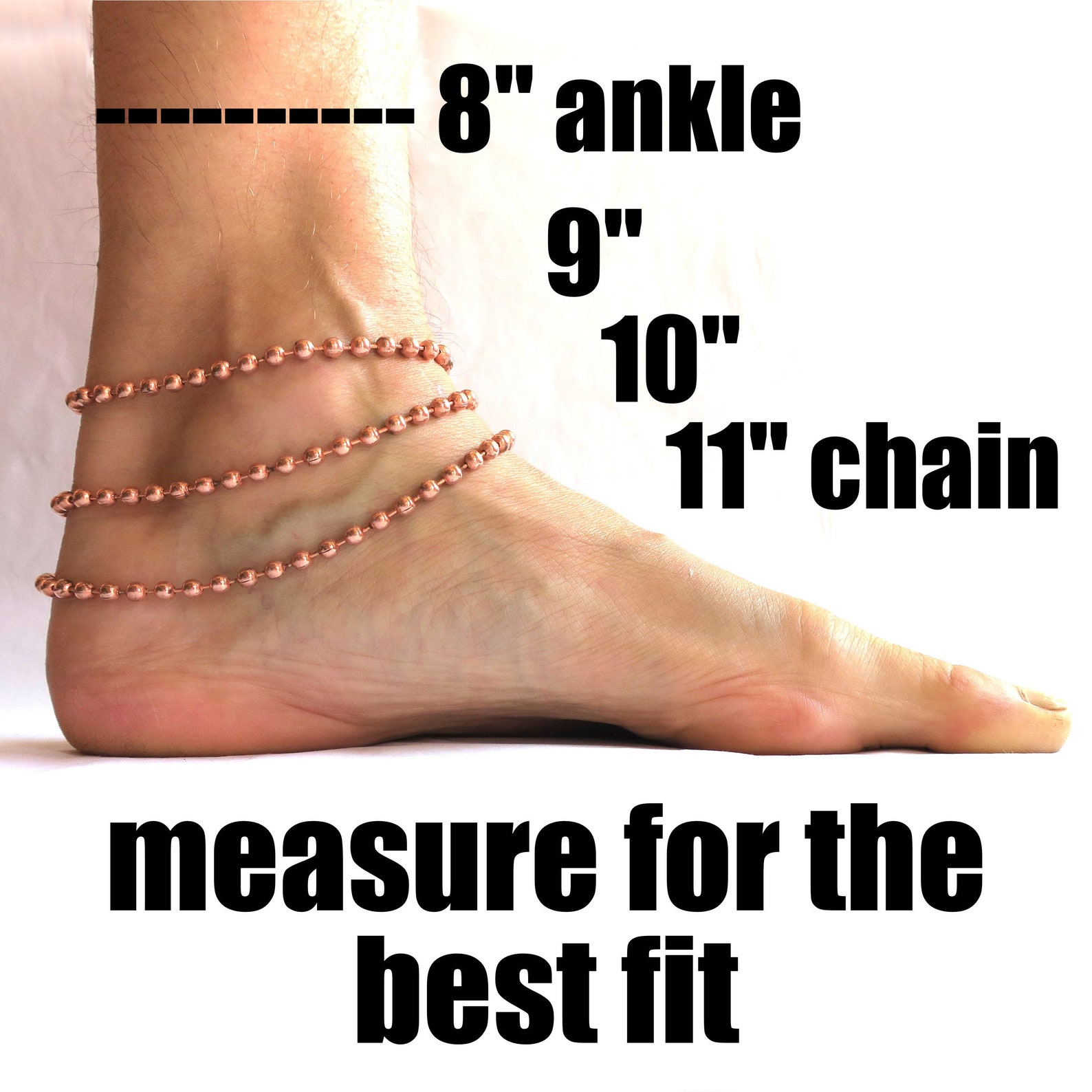 Copper Ankle Bracelet Bead Chain Solid Copper Anklet Chain AC24 ...