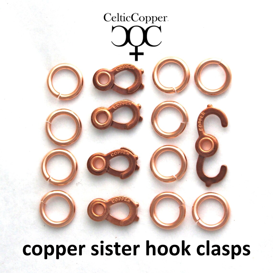 5 Copper Jewelry Repair Kits 15-piece Set Clasp and Rings 16x10mm Solid ...
