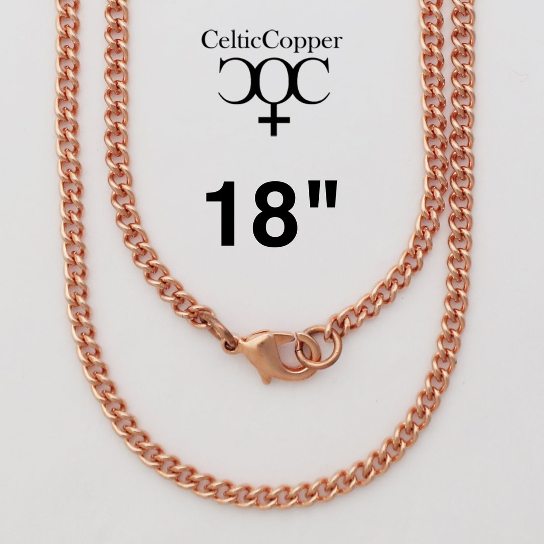Solid Copper Cuban Curb Chain Necklace 18 Inches NC71 Fine 3mm Copper ...