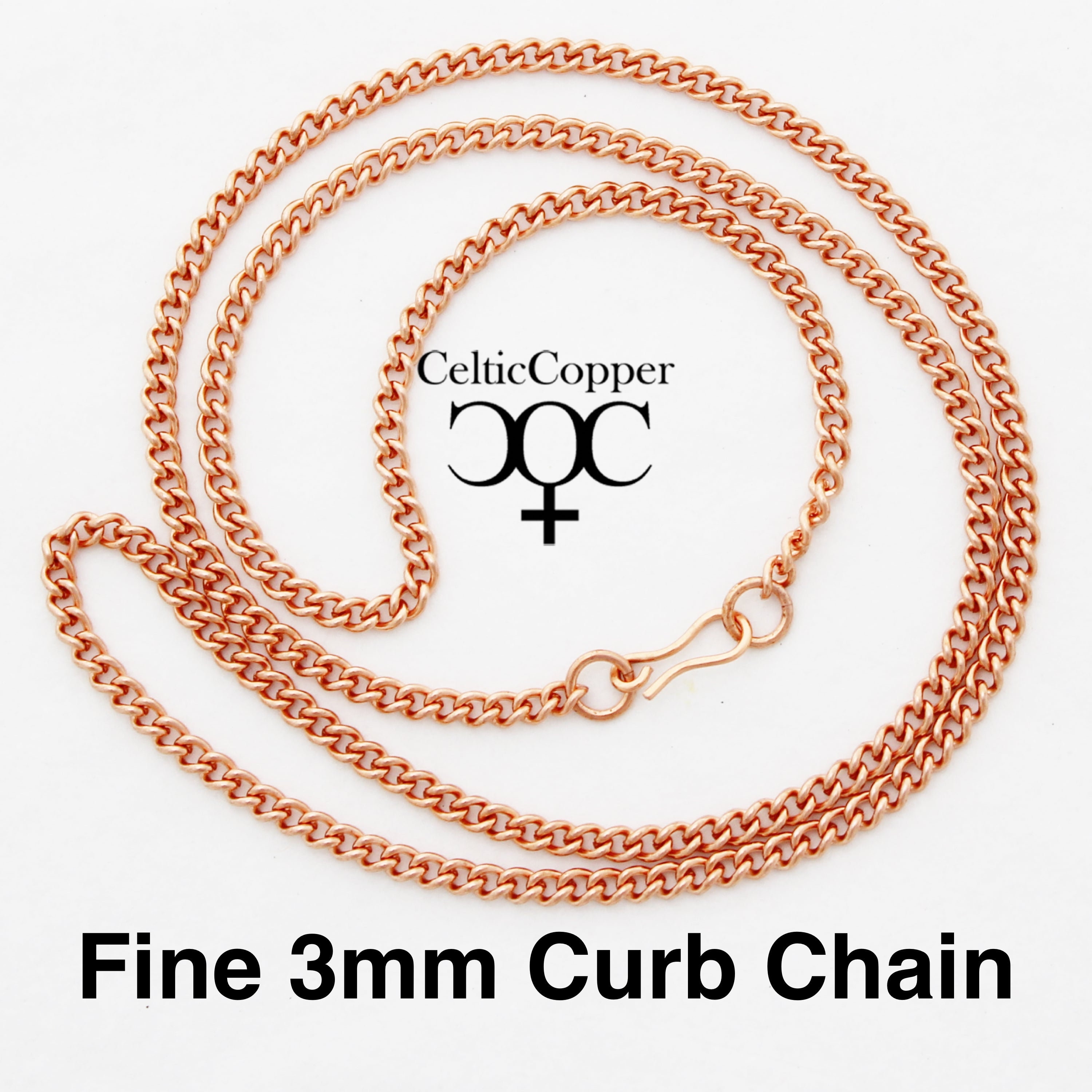 Solid Copper Necklace Chain Fine 3mm Cuban Curb Chain Necklace NC71 ...