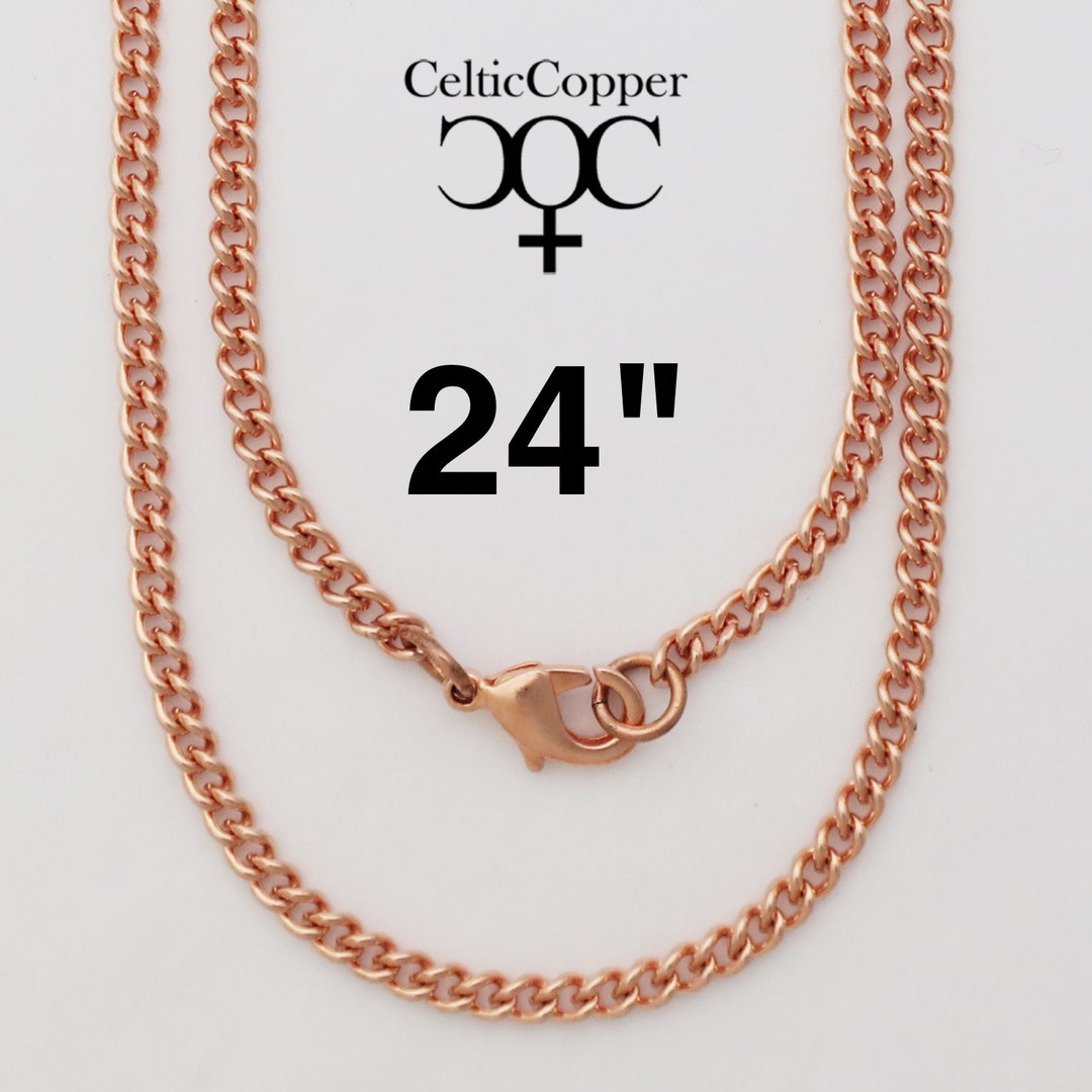 Solid Copper Necklace Chain Fine 3mm Cuban Curb Chain Necklace NC71 ...