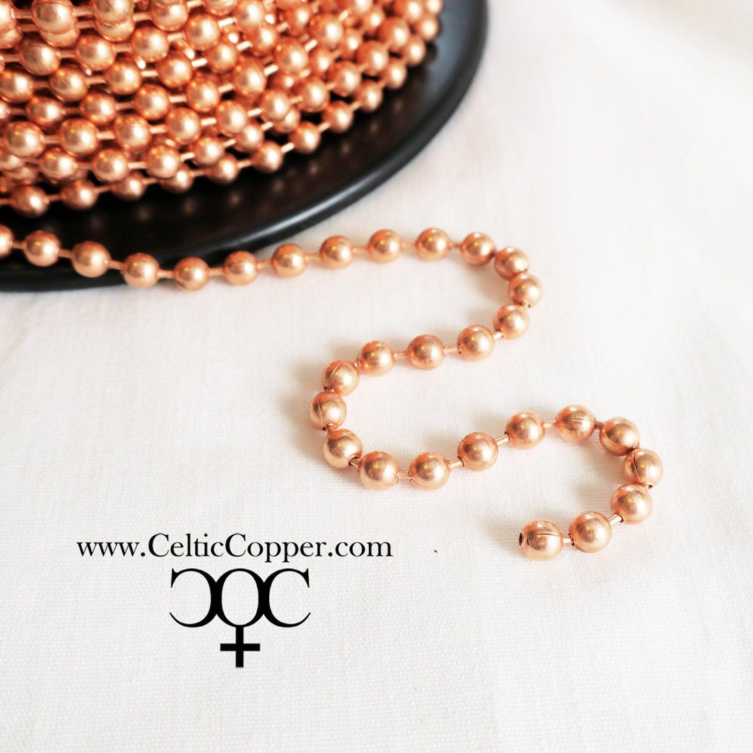 Copper Bead Chain by the Foot FCB48 Unfinished Bulk Bead Chain Solid ...
