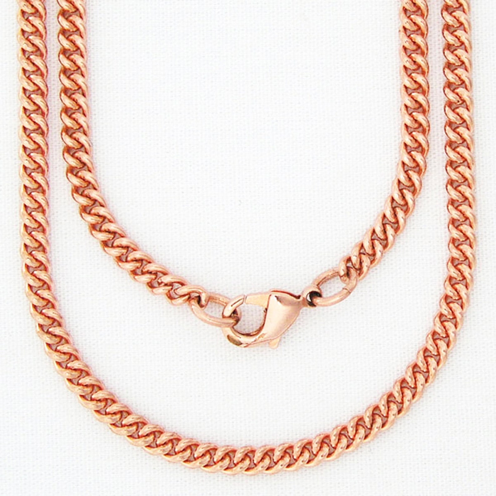 Solid Copper Necklace Chain Fine 3mm Cuban Curb Chain Necklace NC71 ...