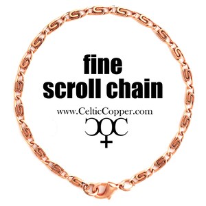 Celtic Copper Jewelry Set of Fine Scroll Chains SET61 Matching Solid ...
