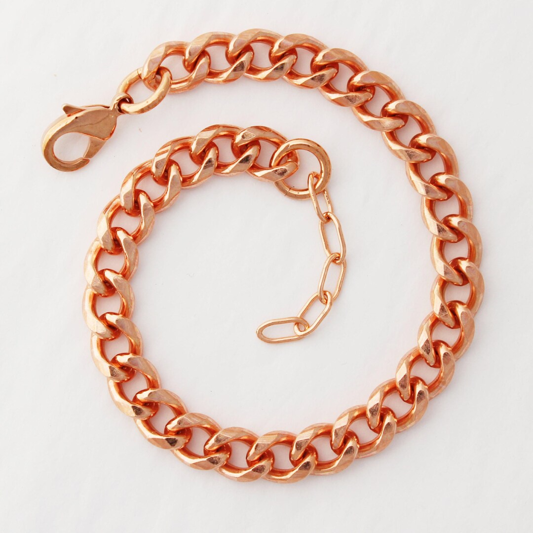 Heavy Solid Copper 10mm Curb Chain Anklet AC76 Adjustable Solid Copper ...
