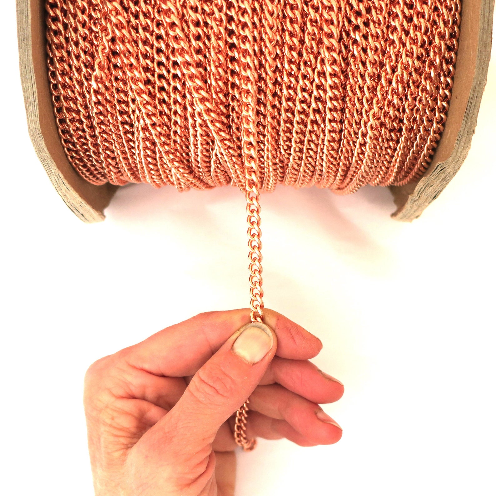 Bulk Copper Curb Chain 5mm Medium Copper Chain by the Foot - Etsy