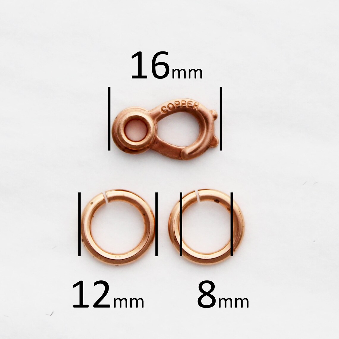 3 Copper Jewelry Repair Kits 9-piece Set Clasp and Rings 16x10mm Solid ...