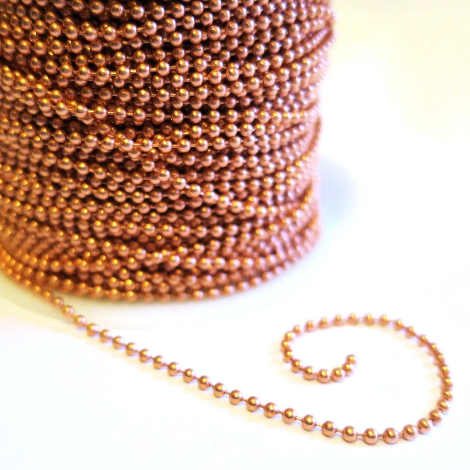 Copper Bead Chain by the Foot FCB22 Unfinished Bulk Copper Bead Chain ...