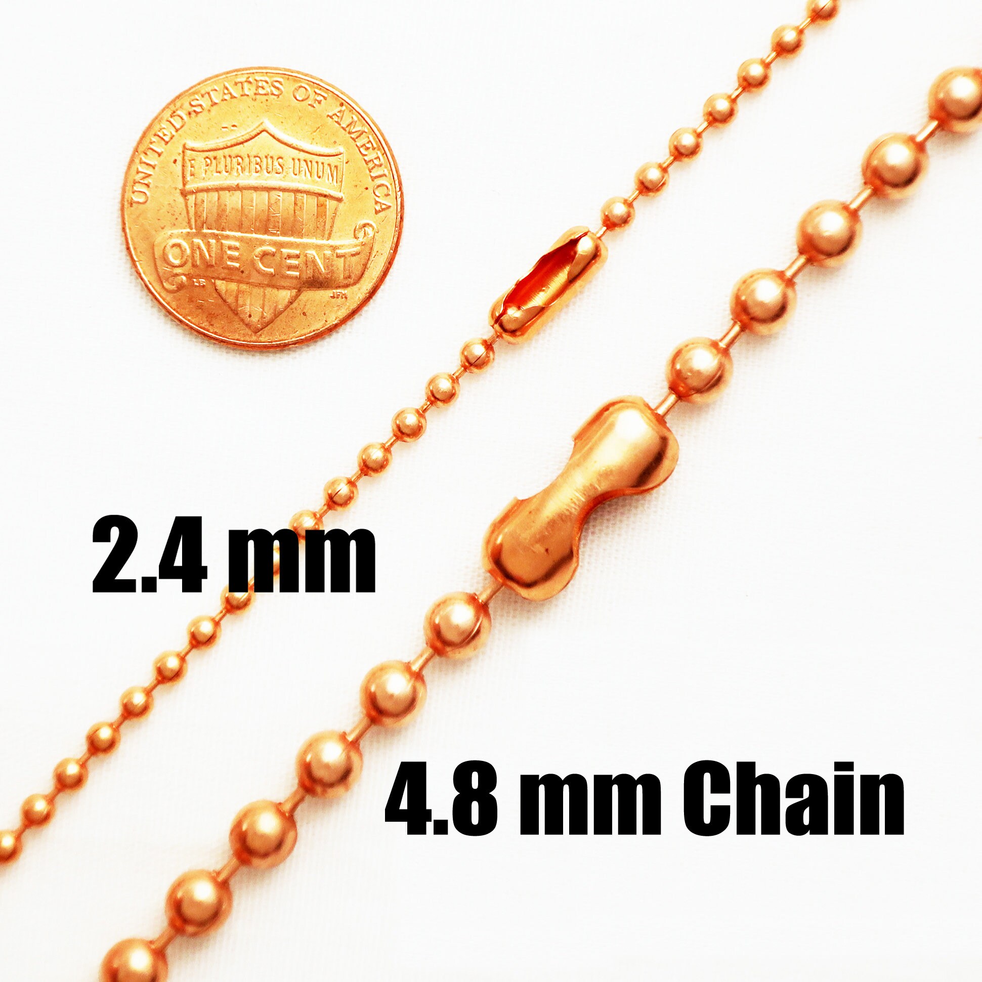 Copper Bead Chain by the Foot FCB48 Unfinished Bulk Bead Chain | Etsy