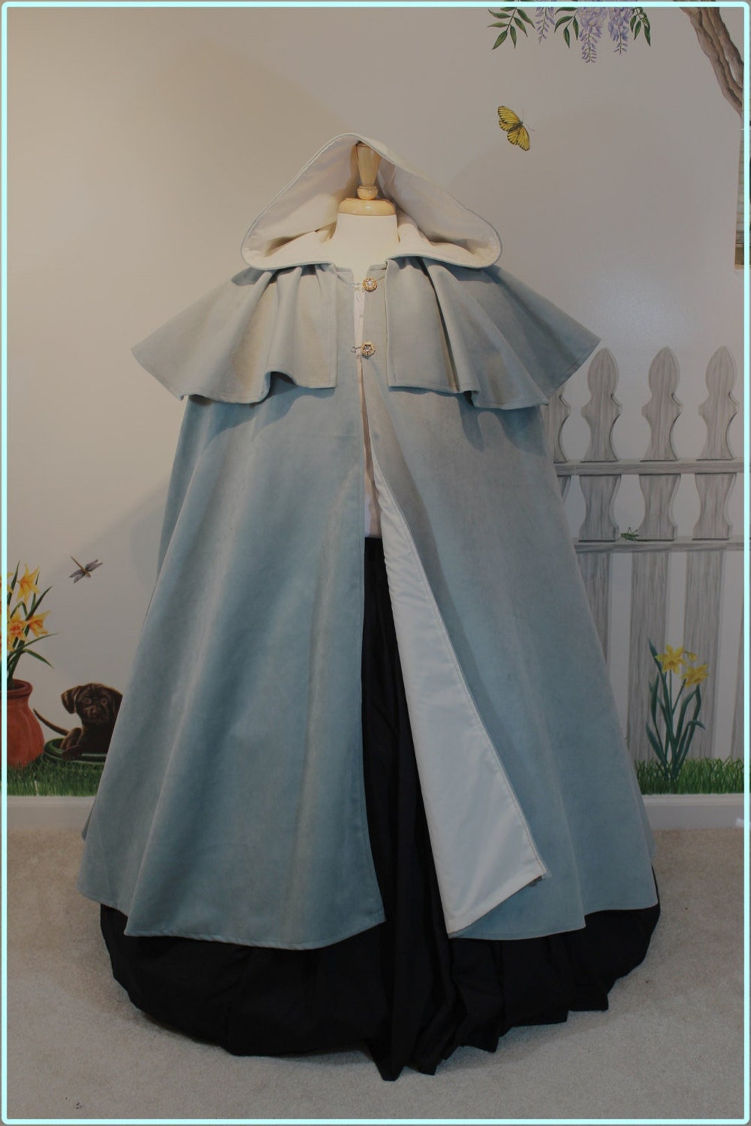 Velvet Blue Cape Cloak Capulet With Hood Full Length - Etsy