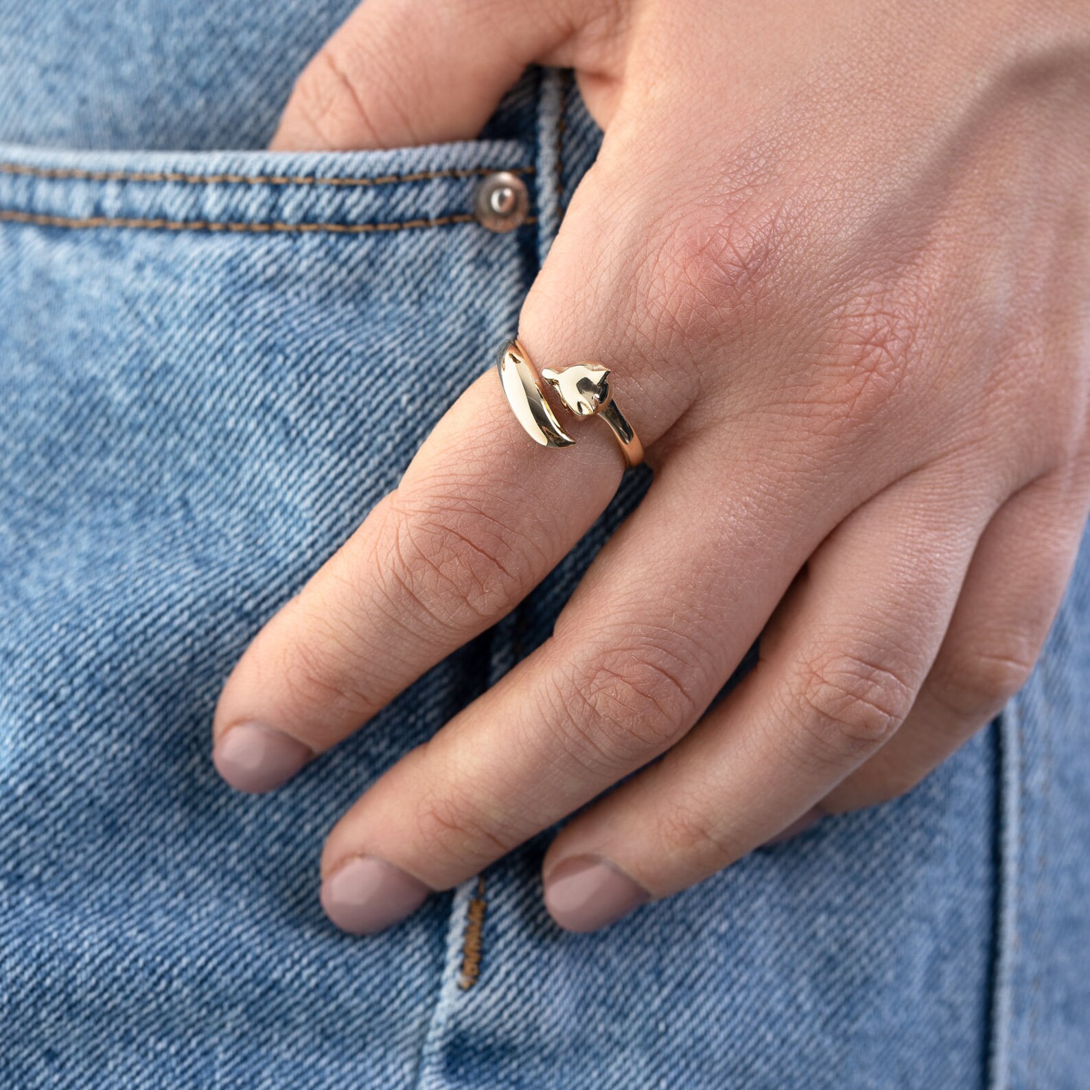 Adjustable Gold Plated Fox Ring Gold Plated Wrap Ring Open - Etsy