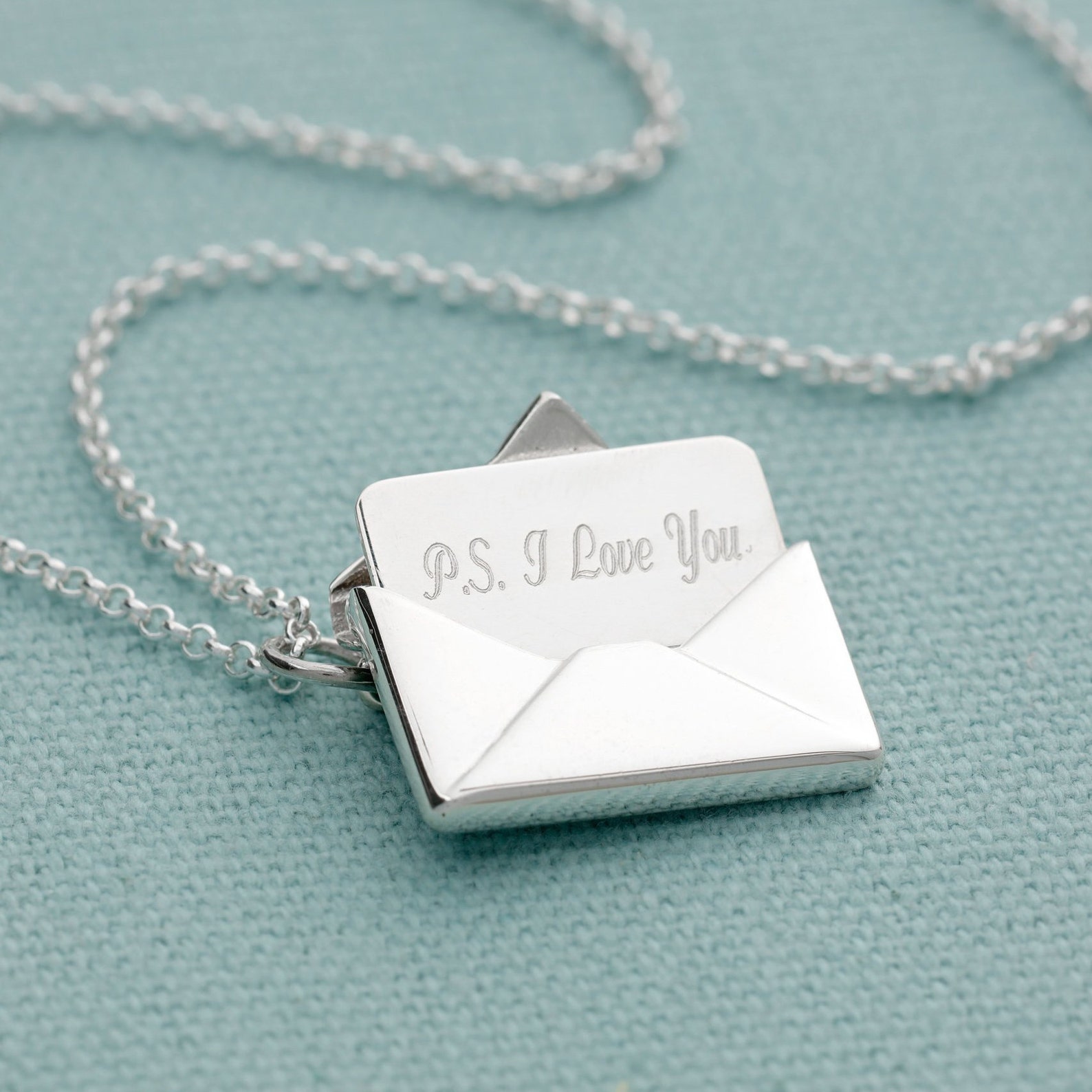 Personalised Silver Envelope Necklace With Engraved Insert - Etsy