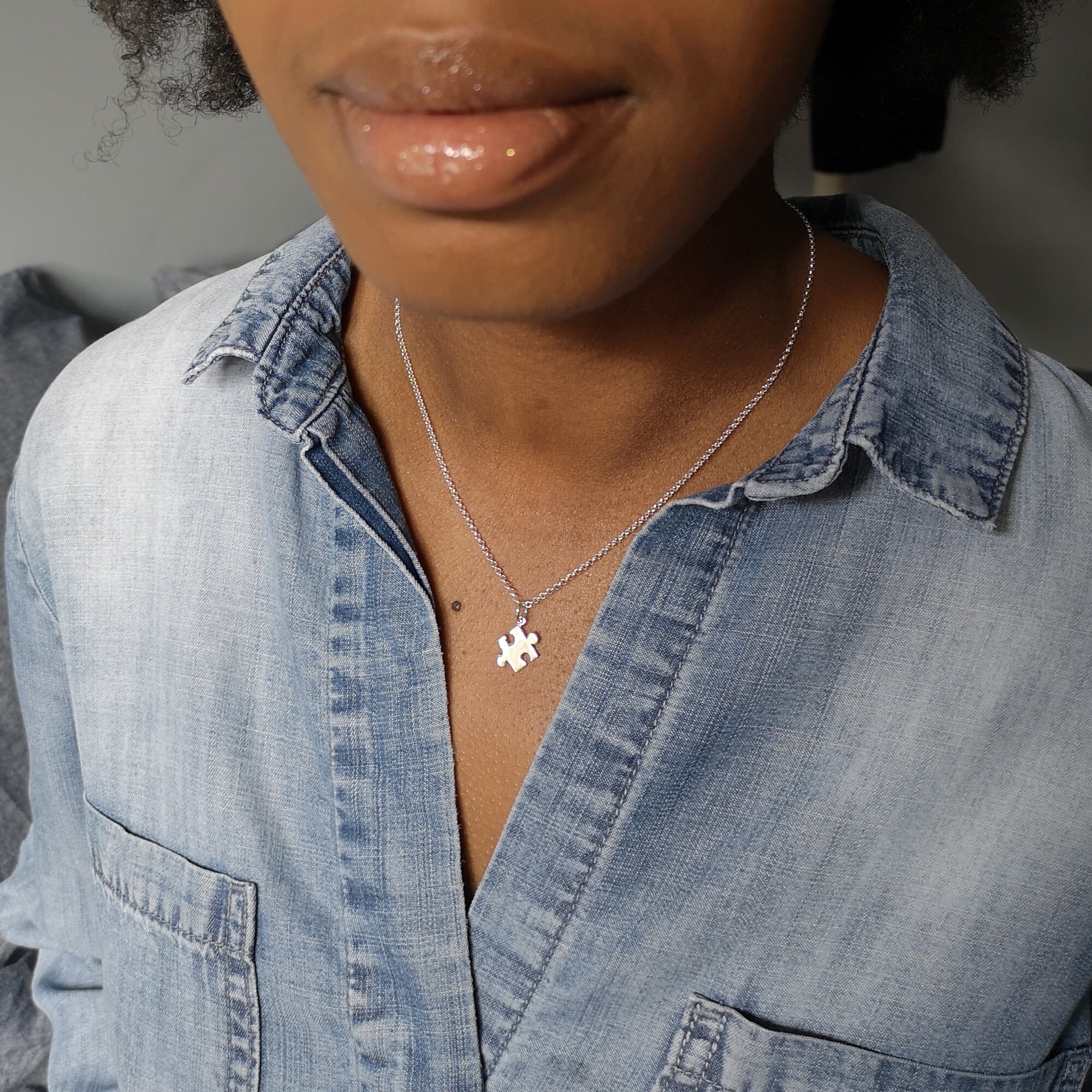 Sterling Silver Jigsaw Charm Necklace Puzzle Necklace Jigsaw | Etsy