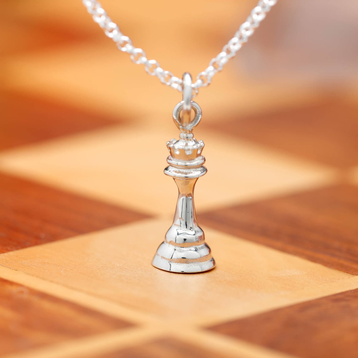 Sterling Silver Chess Piece Charm Necklace Chess Pendant - Etsy