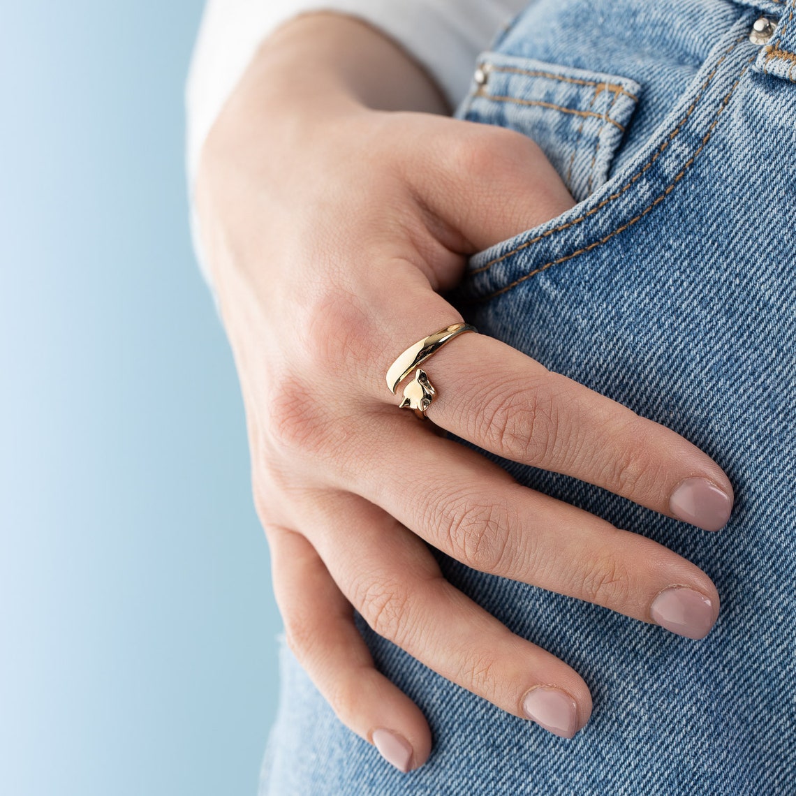 Adjustable Gold Plated Fox Ring Gold Plated Wrap Ring Open - Etsy