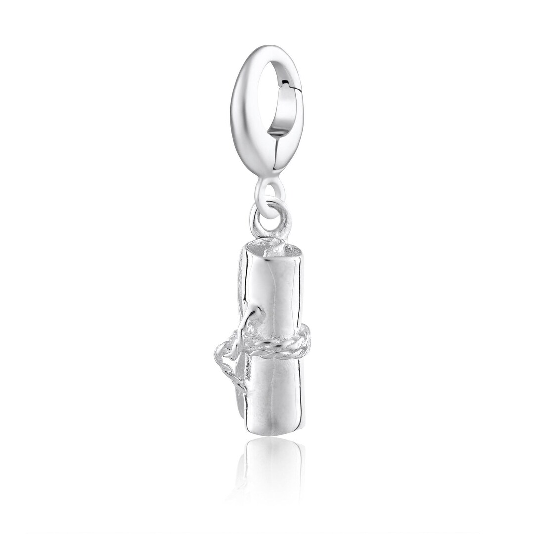 Sterling Silver Scroll Charm, Graduation Scroll Pendant, Graduation ...