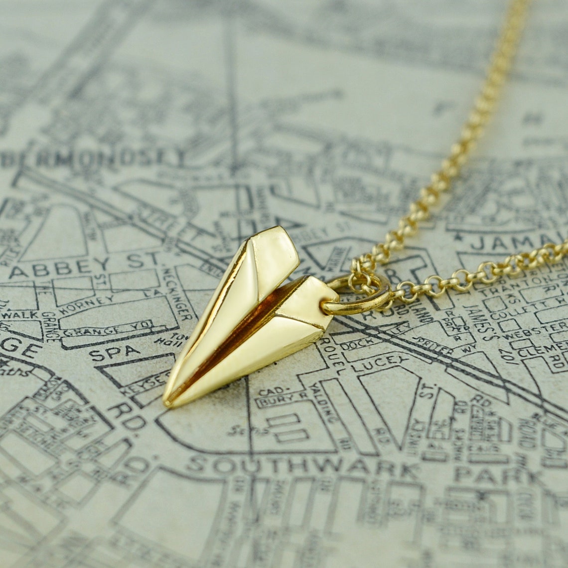 Gold Paper Plane Charm Necklace 1st Anniversary Gift Paper | Etsy