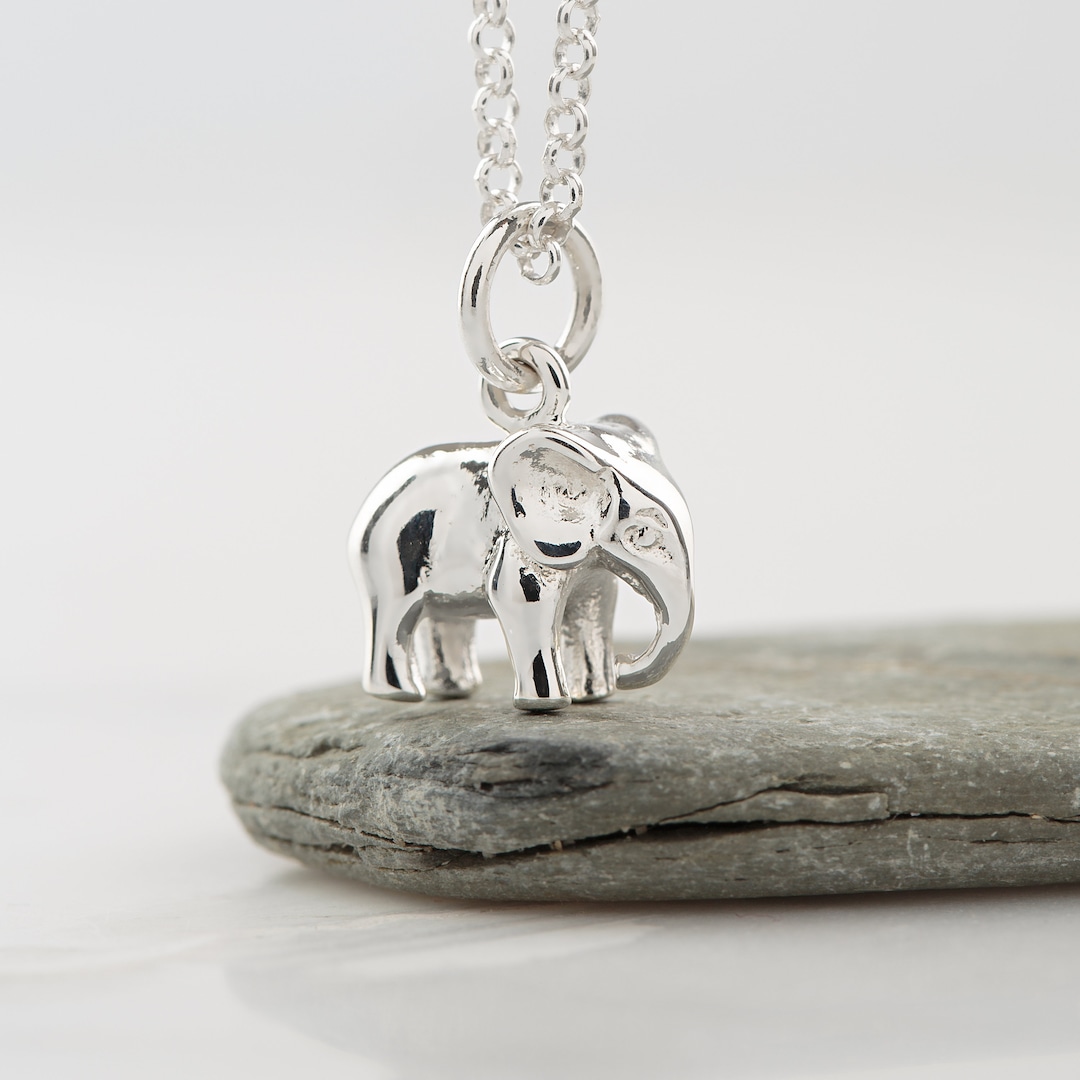 Sterling Silver Elephant Charm Necklace, Good Luck Gift, Elephant ...