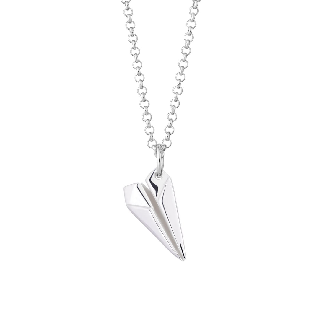 Sterling Silver Paper Plane Charm Necklace 1st Anniversary Gift Paper ...