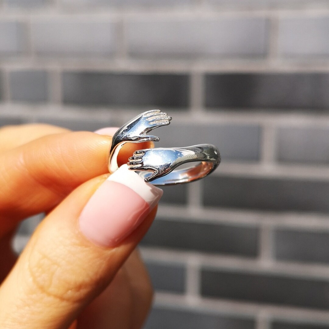 Sterling Silver Adjustable Hug Ring - Gold Plated Friendship Ring ...