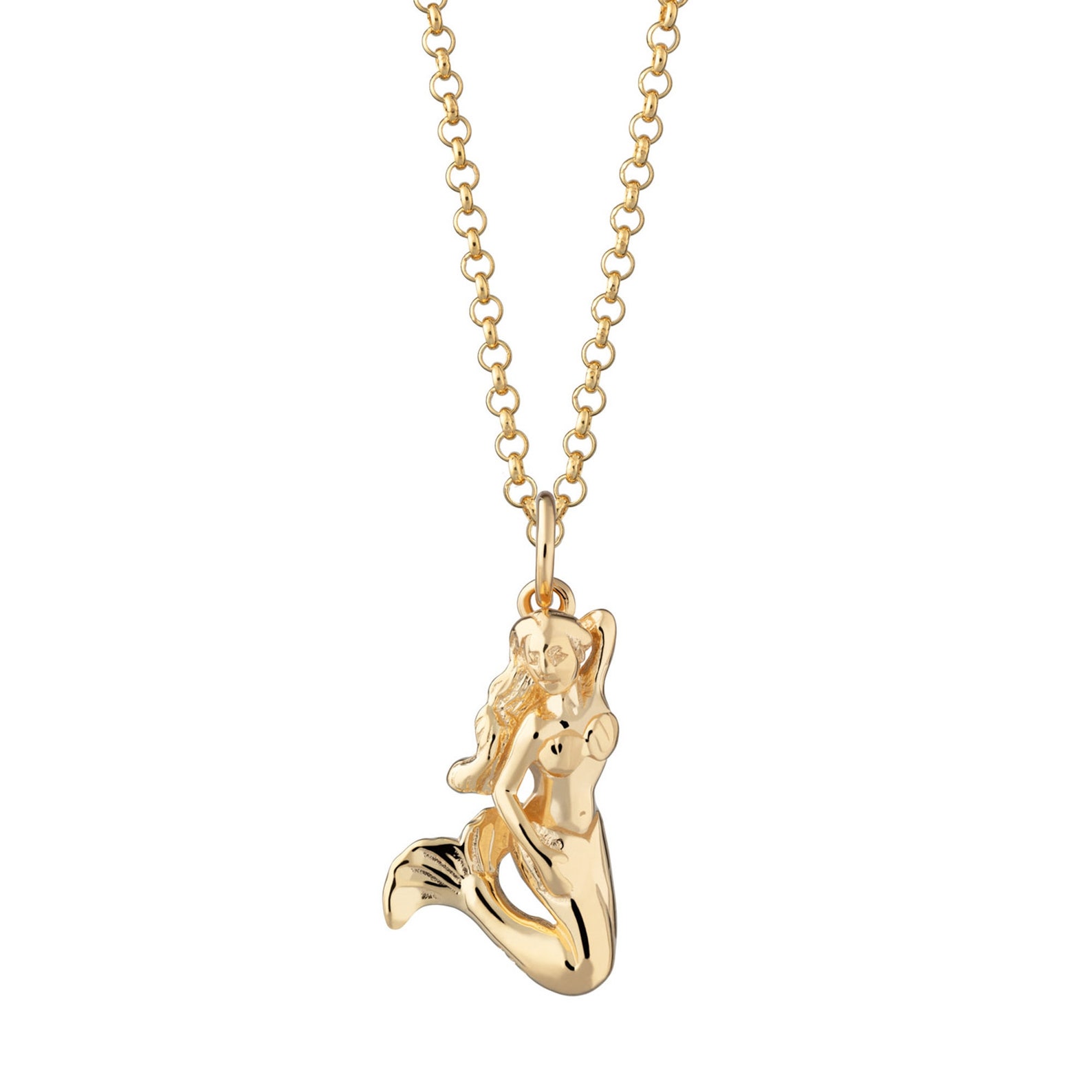 Gold Plated Mermaid Charm Necklace Mermaid Pendantlittle - Etsy