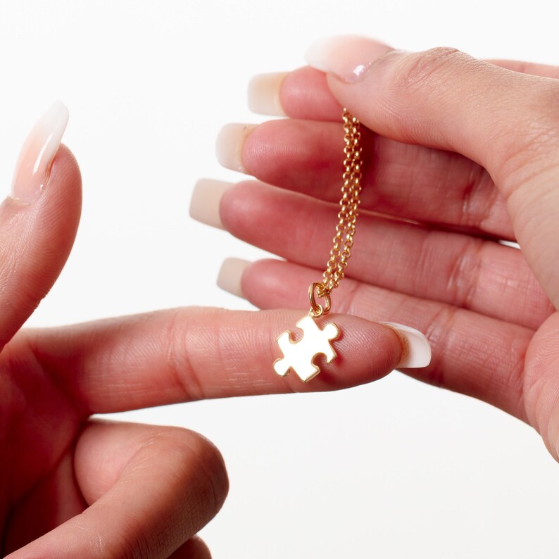 Gold Jigsaw Charm Necklace Jigsaw Puzzle Necklace Jigsaw | Etsy