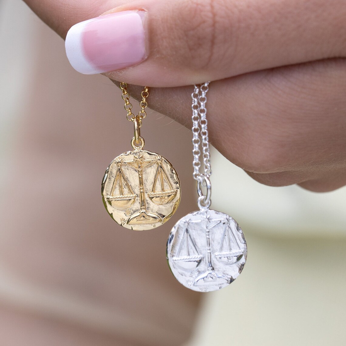 Engraved Gold Plated Libra Zodiac Necklace September or | Etsy