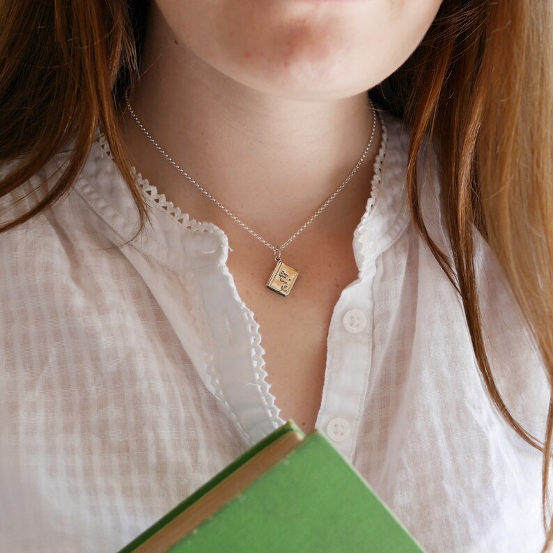 Sterling Silver Story Book Necklace Silver Book Pendant - Etsy