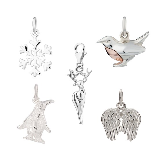 Single Sterling Silver Christmas Charms. Snowflake Robin - Etsy UK