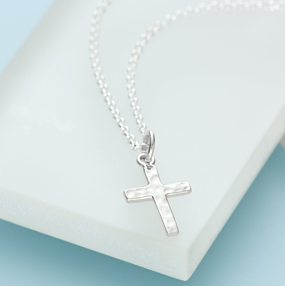 Children's Silver Cross Necklace, Cross Charm, Kid's Silver Cross Necklace, Christening Gift ...