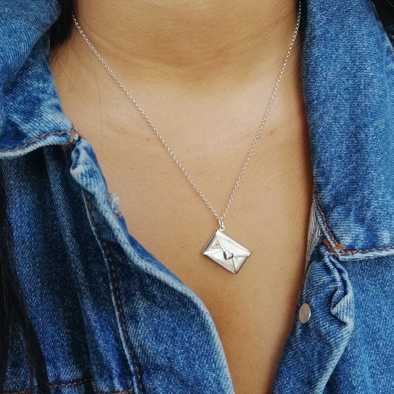 Personalised Silver Envelope Necklace With Engraved Insert - Etsy