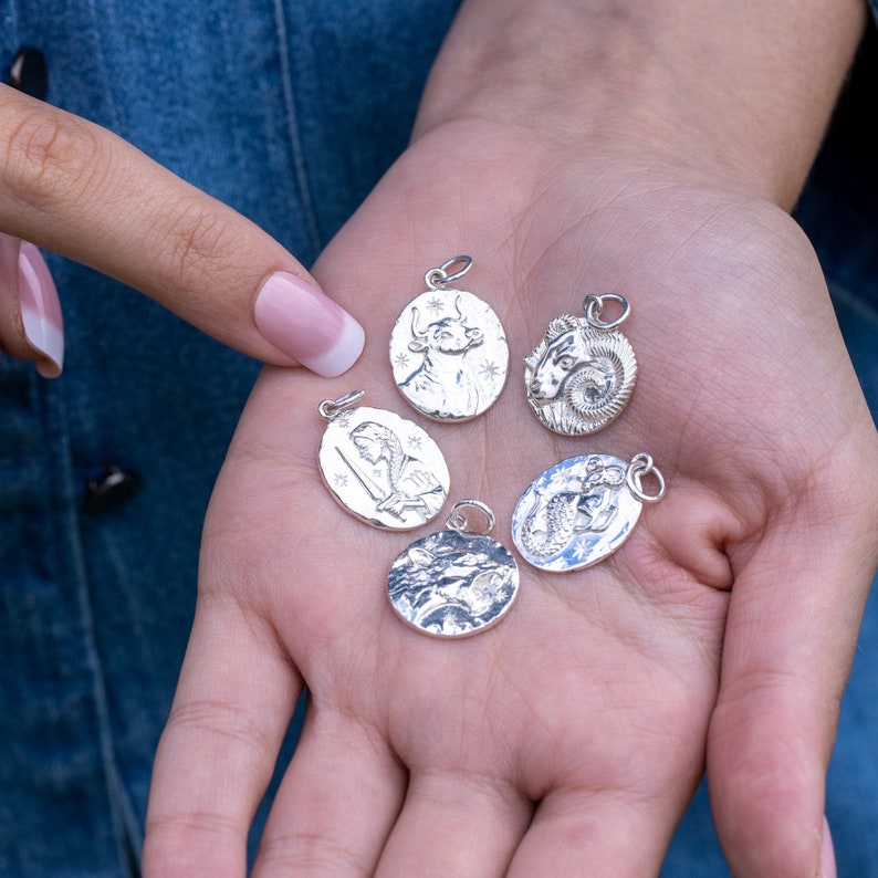 Sterling Silver Zodiac Star Sign Charm Slide on or Clip on - Etsy