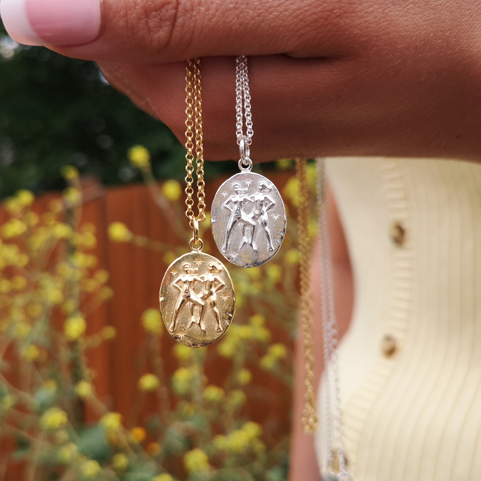 Engraved Silver Gemini Zodiac Necklace Gemini Sign Necklace | Etsy