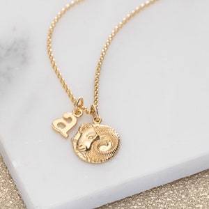Personalised Gold Plated Aries Zodiac Necklace Ram Aries - Etsy