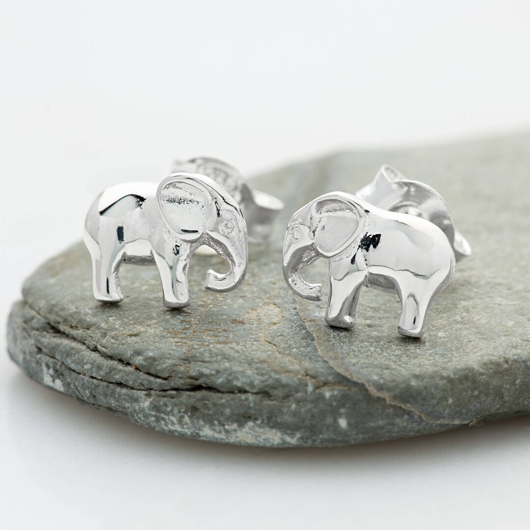 Sterling Silver Elephant Stud Earrings Silver Elephant - Etsy