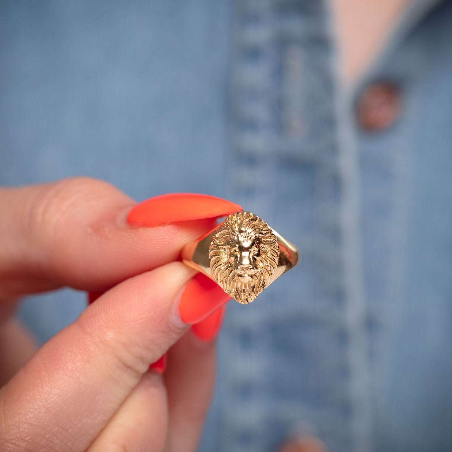 Lion Head Signet Ring Zodiac Leo Jewellery Gold Animal | Etsy