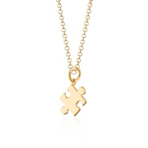 Gold Jigsaw Charm Necklace, Jigsaw Puzzle Necklace, Jigsaw Pendant ...