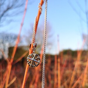 Sterling Silver Compass Charm Necklace Good Luck Gift Happy - Etsy
