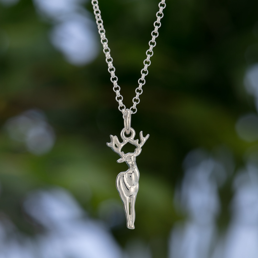Sterling Silver Deer Charm Necklace Deer Pendant Deer - Etsy UK