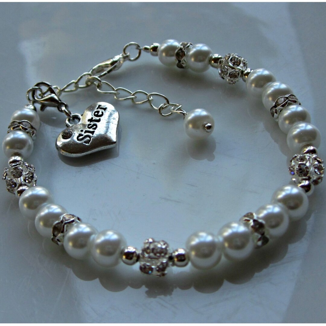 Sister Bracelet, Sister Gift Idea, Sister Charm Bracelet, Pearl ...