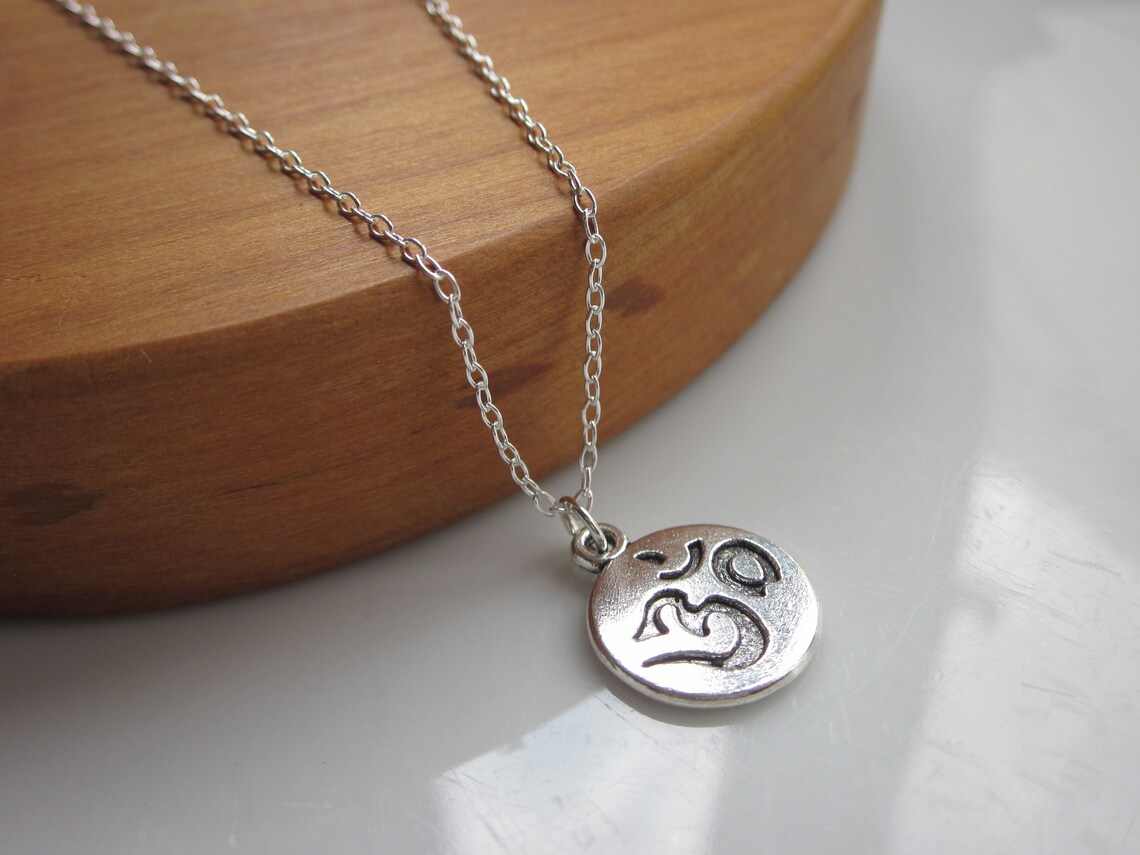 Ohm Necklace Ohm Locket Silver Pendant Long Chain Necklace - Etsy