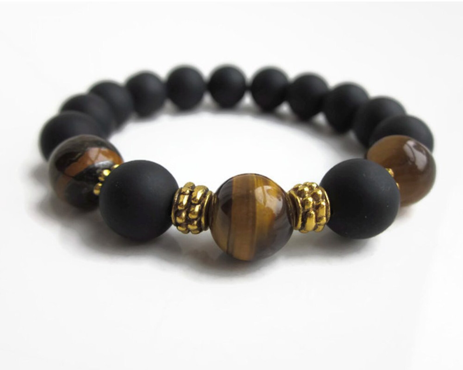 Mens Black Beaded Bracelet Mens Gift Idea Mens Strength | Etsy