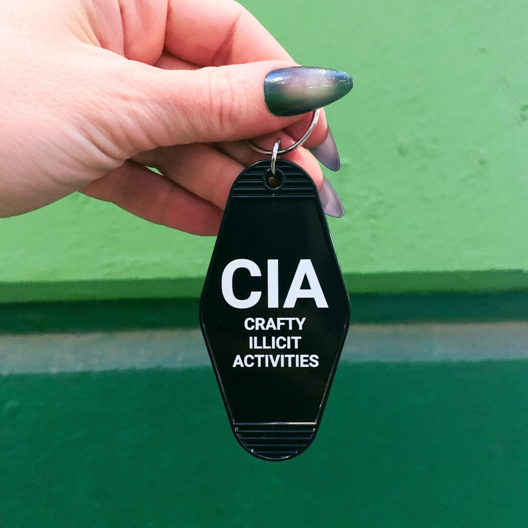 CIA Crafty Illicit Activities Motel Style Keychain in Black Funny Quote ...