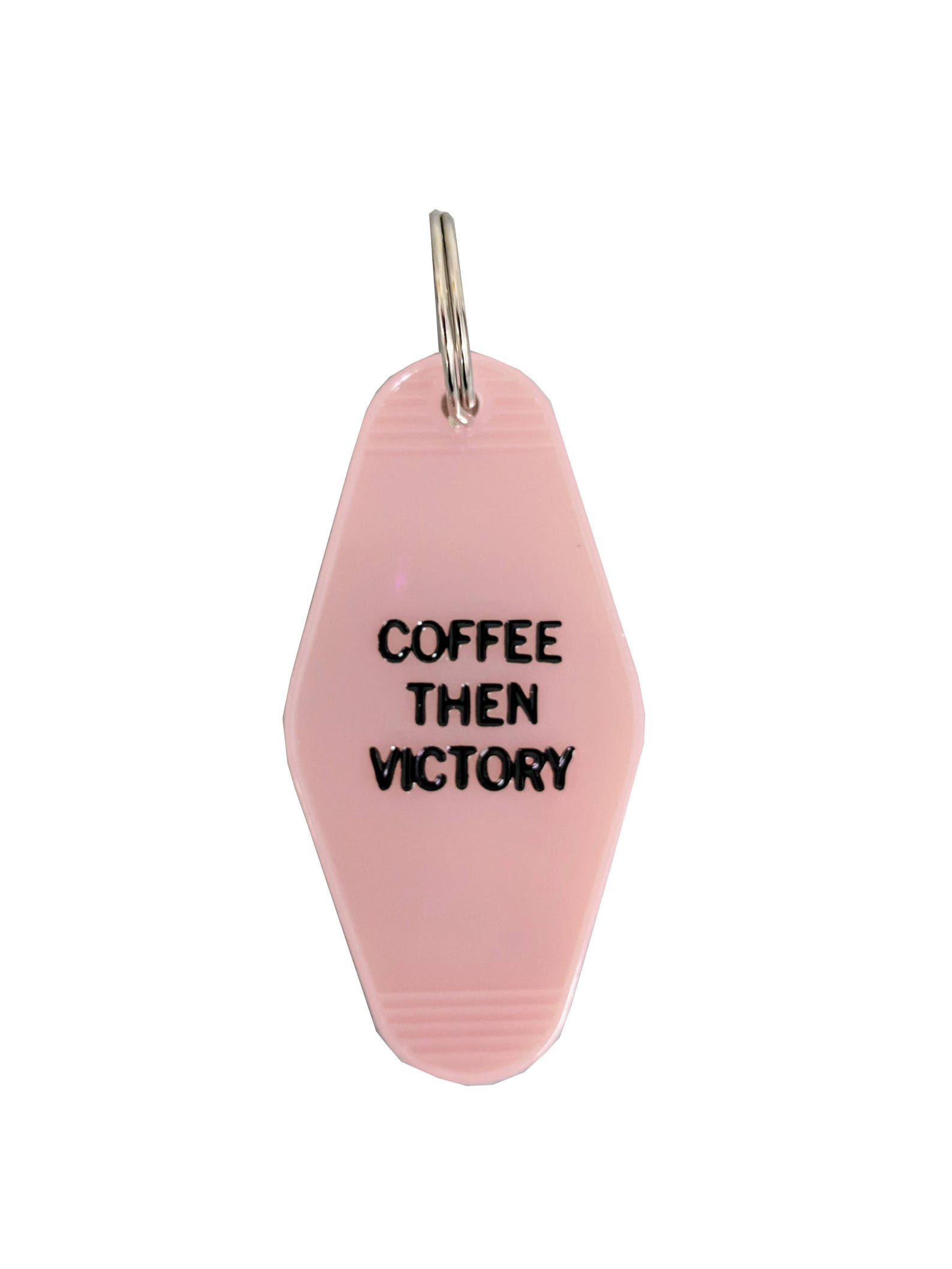 Coffee Then Victory Keychain in Blush Pink gift feminist | Etsy