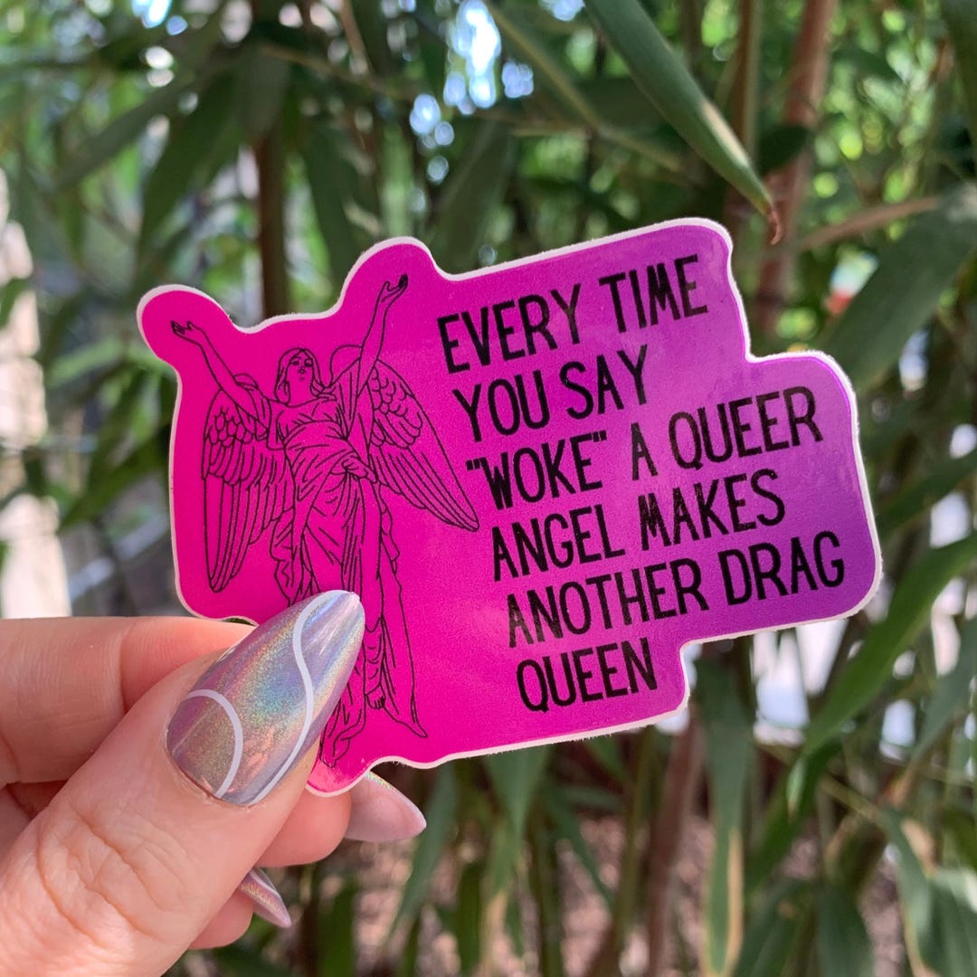 Woke Queer Angel Drag Queen Sticker | Weatherproof Phone Laptop Water ...