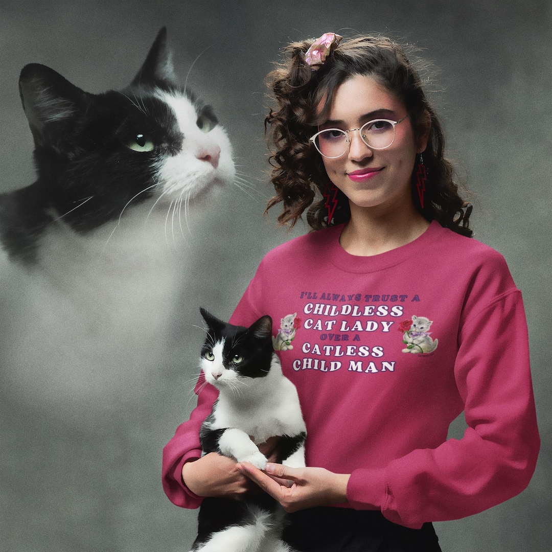Kamala JD Vance Childless Cat Lady Over Catless Child Man Unisex Heavy ...