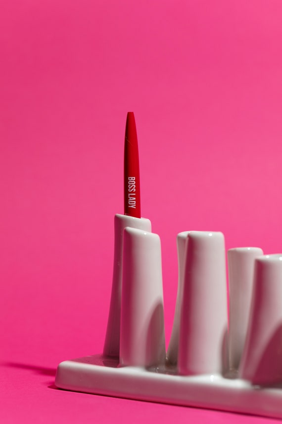 Boss Lady Pen in Cherry Red Gold Accents Unisex Refillable - Etsy