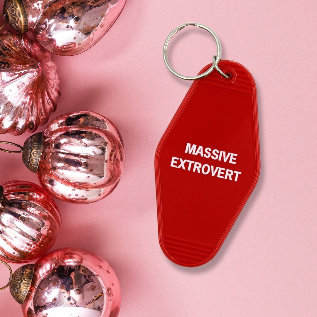 Massive Extrovert Motel Style Keychain in Red Key Holder Tag - Etsy