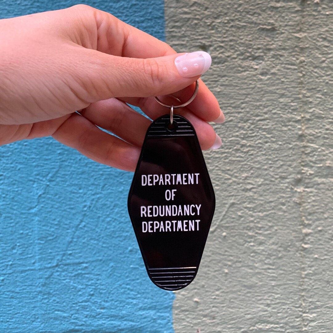Department of Redundancy Department Motel Style Keychain in Black - Etsy