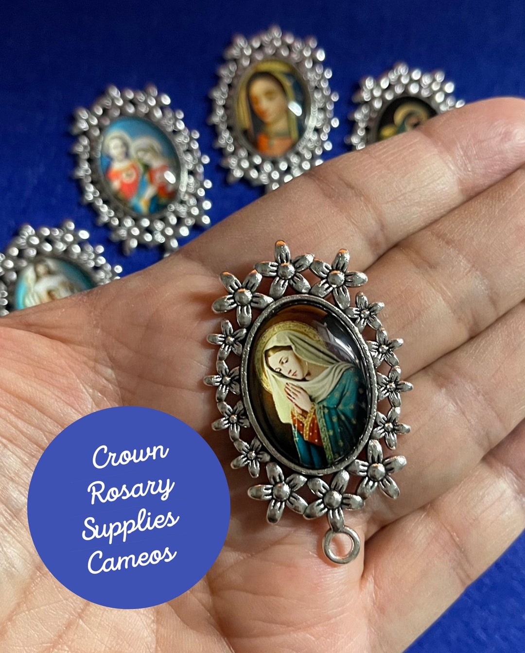 Large Rosary Cameos: Religious Image Parts, Jewelry Supplies - Etsy
